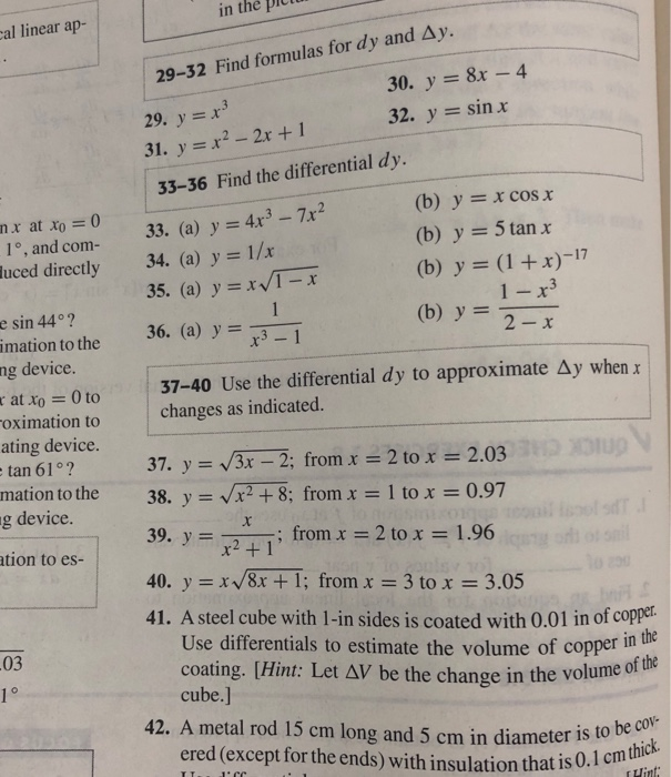 Solved in th cal linear ap- 29-32 Find formulas for dy and | Chegg.com