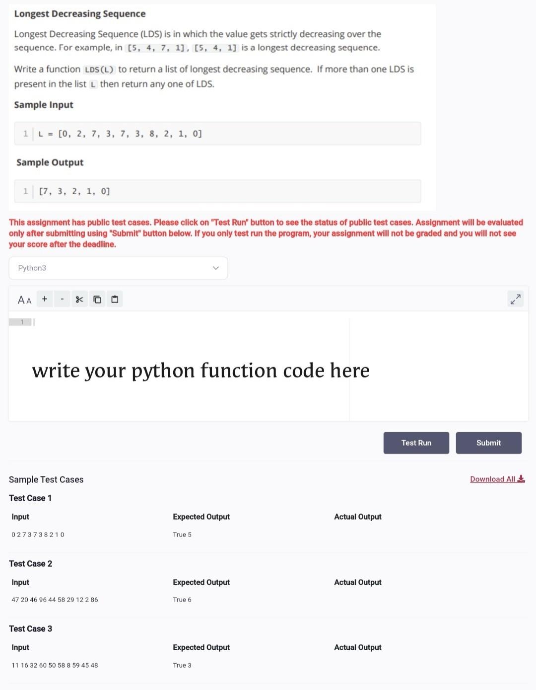 Solved Longest Decreasing Sequence Longest Decreasing | Chegg.com