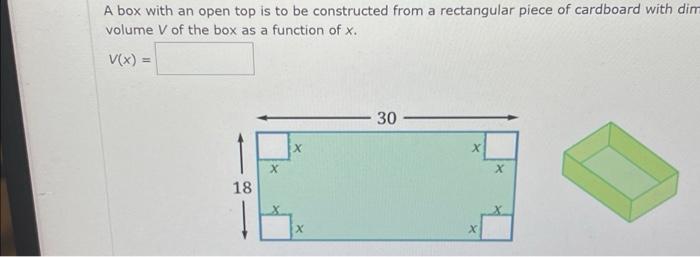 Solved A box with an open top is to be constructed from a | Chegg.com