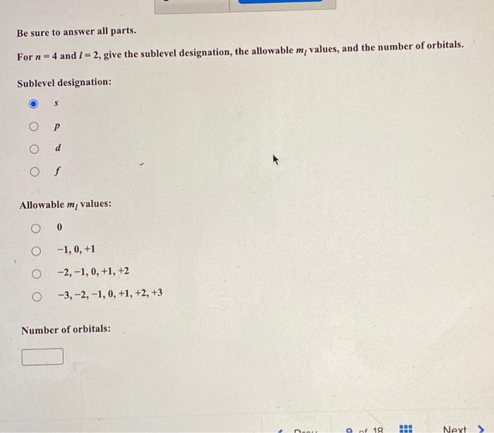 Solved Be sure to answer all parts. For n = 4 and I = 2, | Chegg.com