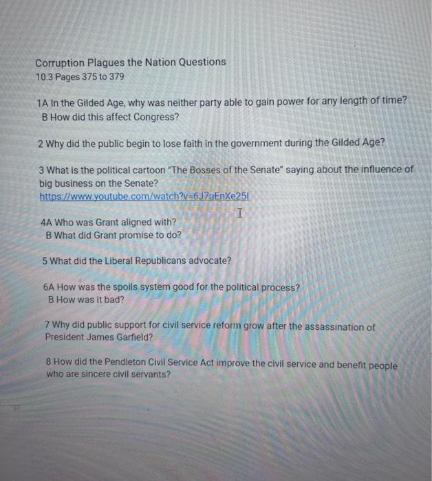Corruption Plagues the Nation Questions 10.3 Pages | Chegg.com