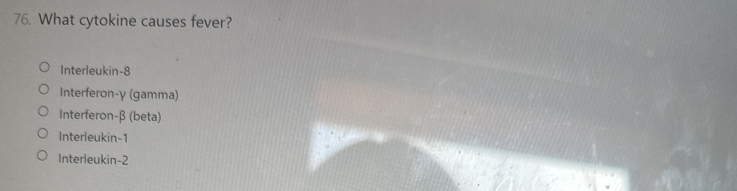 Solved What cytokine causes | Chegg.com