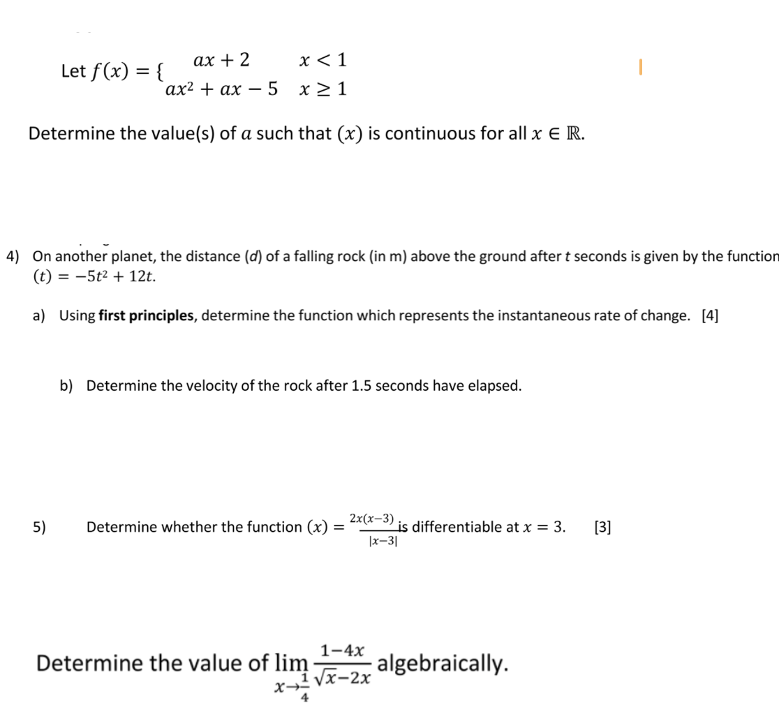Solved Let f(x)={ax+2,x