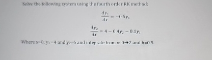 Solved Solve the following system using the fourth order RK | Chegg.com