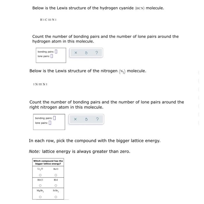 Solved Below is the Lewis structure of the hydrogen cyanide | Chegg.com