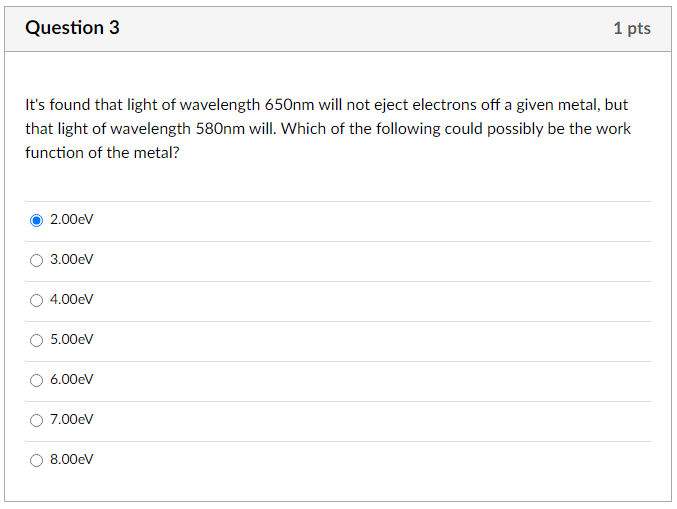 Solved Question 3It's found that light of wavelength 650nm | Chegg.com