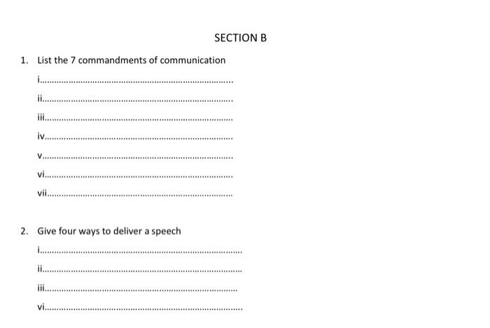 1. List the 7 commandments of communication i... ii. | Chegg.com