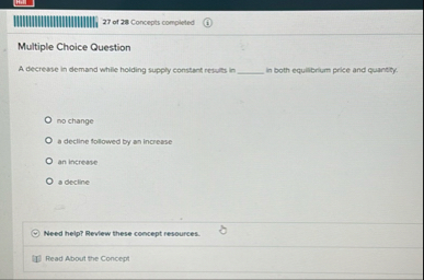 Solved 27 ﻿of 28 ﻿Concepts completedMultiple Choice | Chegg.com