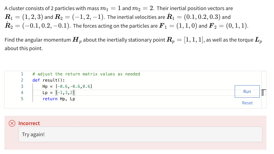 Solved A cluster consists of 2 ﻿particles with mass m1=1 | Chegg.com