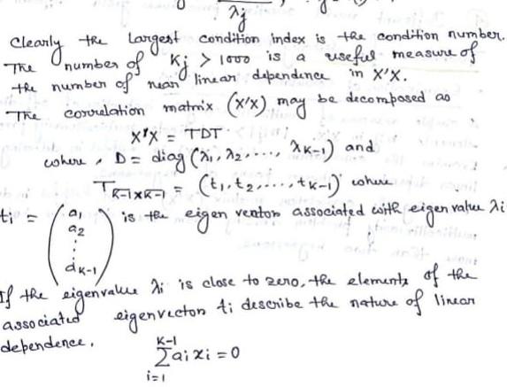 > 1900 is The ? clearly the largest condition index | Chegg.com