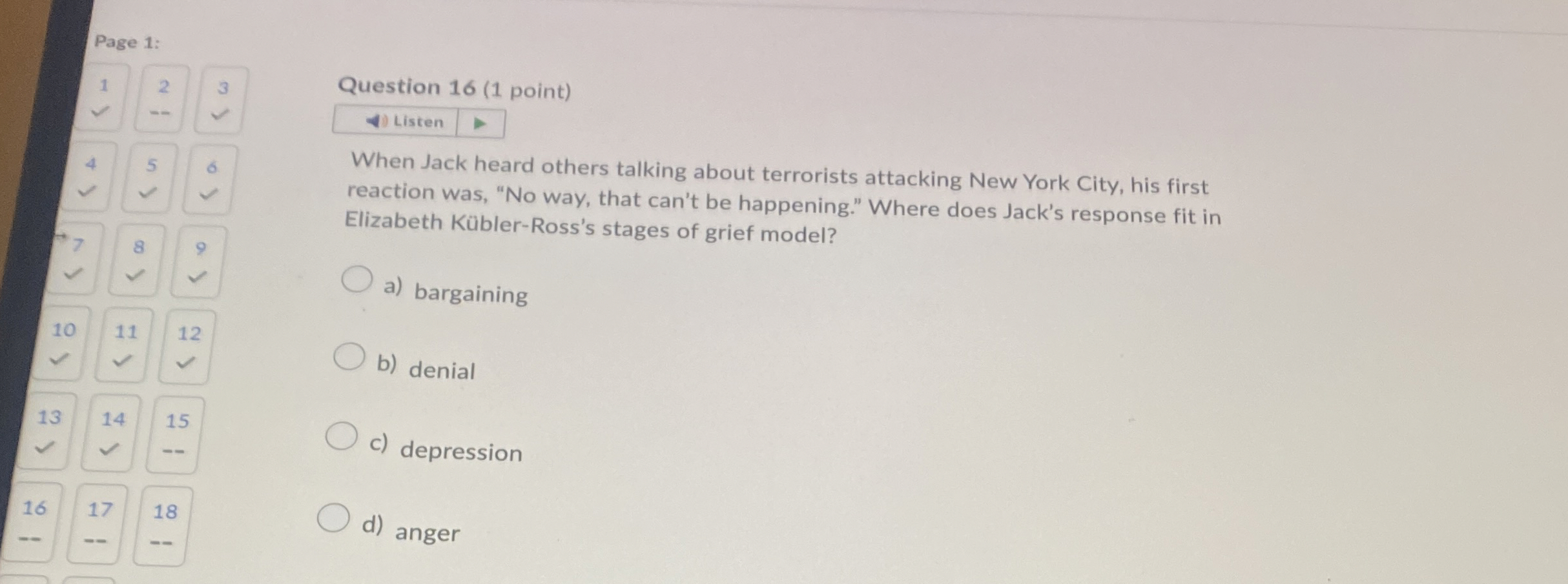 Solved Question 16 (1 ﻿point)When Jack heard others talking | Chegg.com