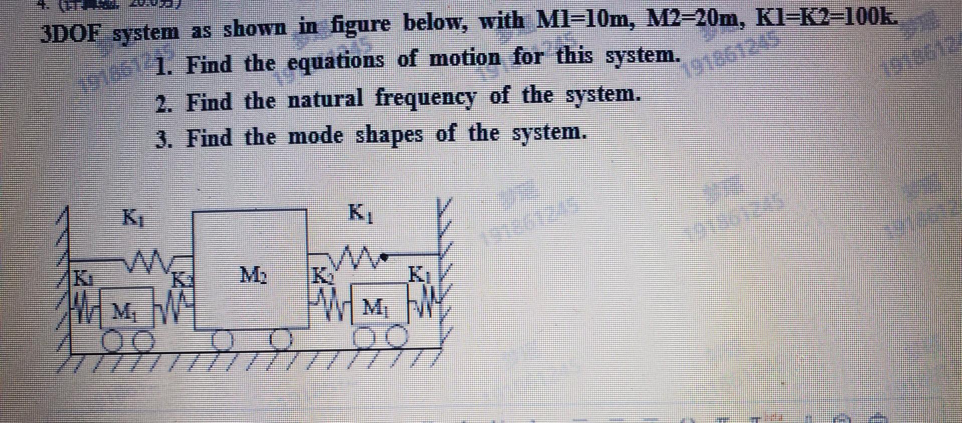 Solved MDOF system as shown in figure below, with MU=10 | Chegg.com