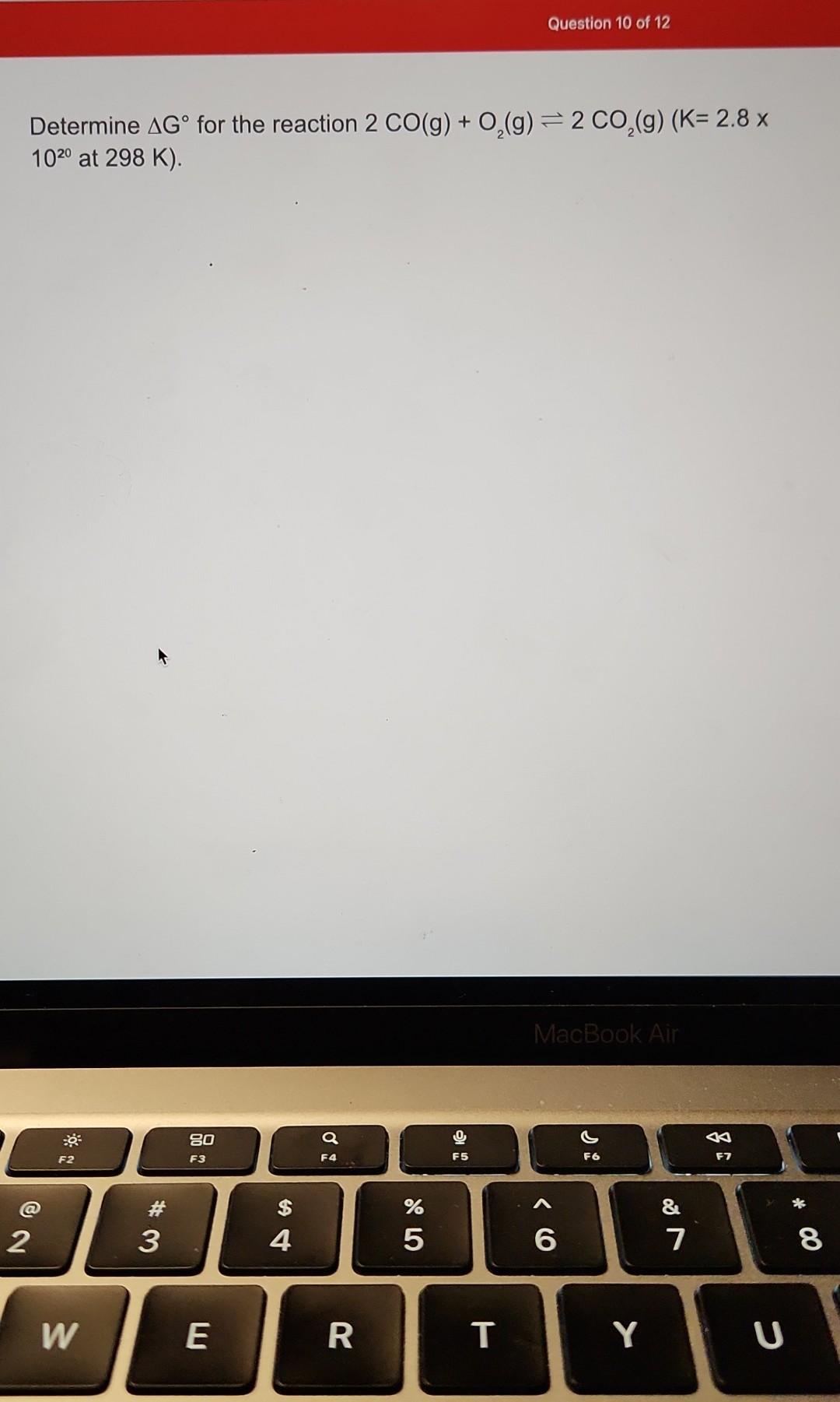 Solved Determine ΔG∘ for the reaction 2CO(g)+O2( g)⇌2CO2( | Chegg.com