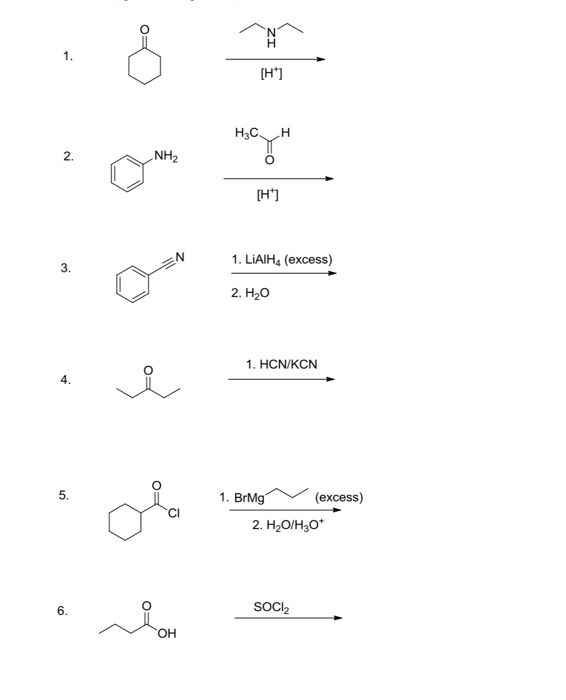 Solved [H] H2CH ANH [H] 1. LAIH4 (excess) 2. H2O 1. HCN/KCN | Chegg.com