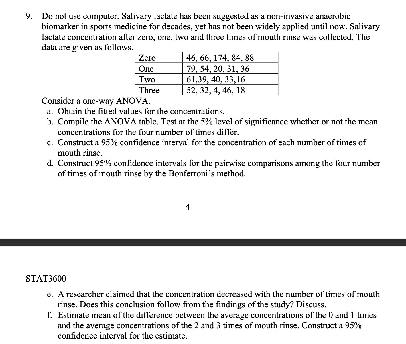 Do not use computer. Salivary lactate has been | Chegg.com