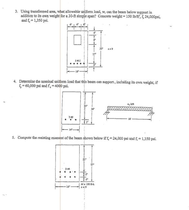 Solved 3. Using transformed area, what allowable uniform | Chegg.com