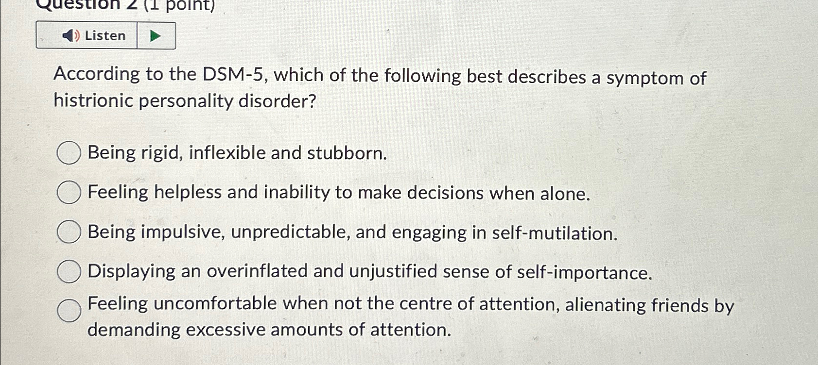 Solved ListenAccording to the DSM-5, ﻿which of the following | Chegg.com