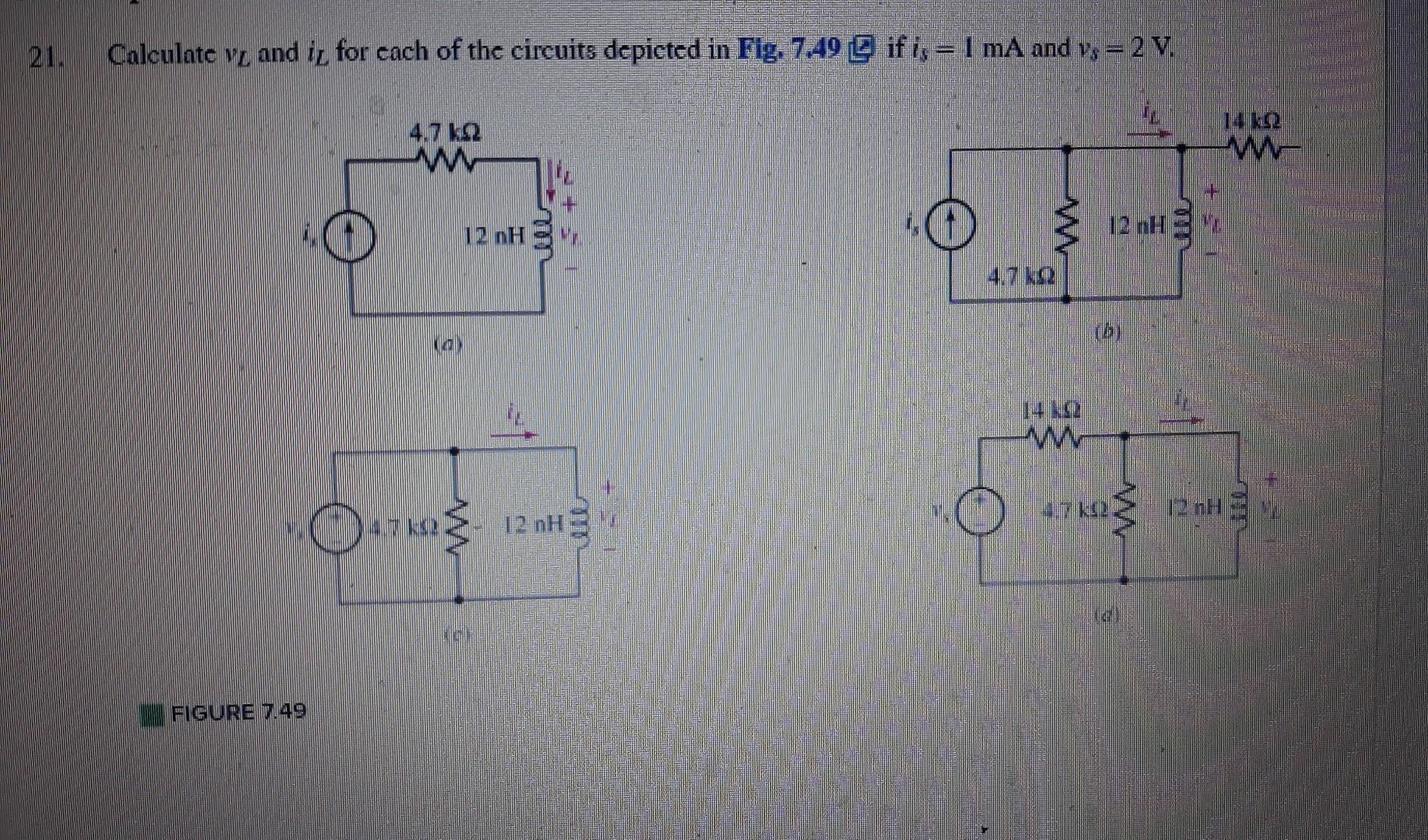 Solved Calculate vL and iL for each of the circuits depicted | Chegg.com
