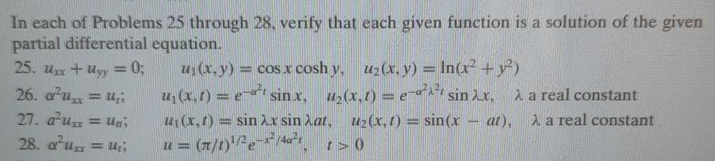Solved In each of Problems 25 through 28 , verify that each | Chegg.com