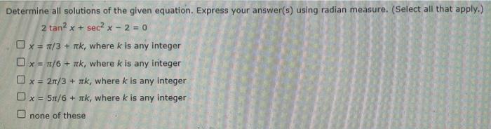 Solved Determine all solutions of the given equation. | Chegg.com
