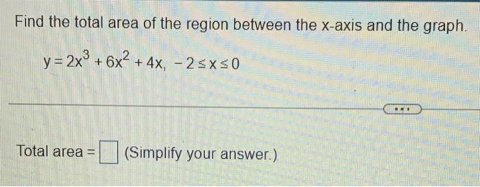 Solved Find the total area of the region between the x-axis | Chegg.com