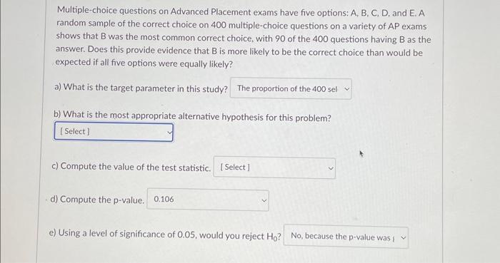 Solved Multiple-choice questions on Advanced Placement exams | Chegg.com