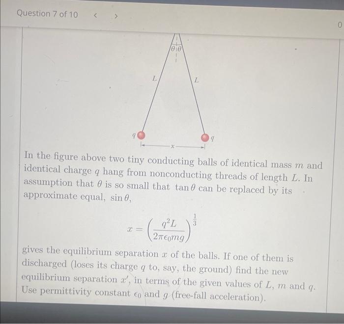 Solved In the figure above two tiny conducting balls of | Chegg.com