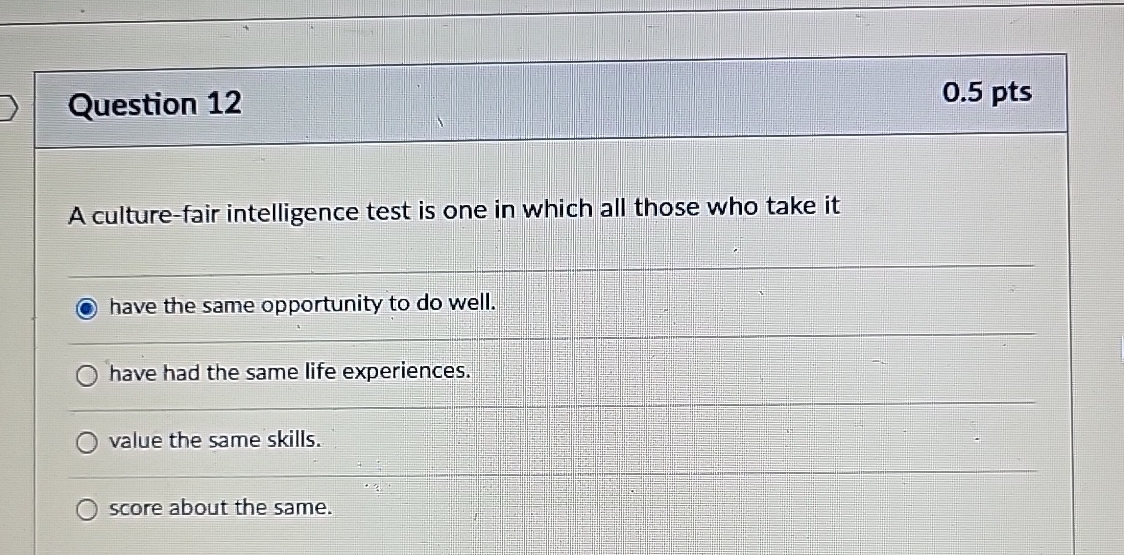 Solved Question 120.5 ﻿ptsA culture-fair intelligence test | Chegg.com