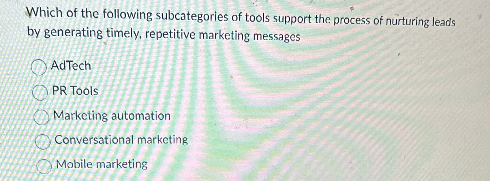 Solved Which of the following subcategories of tools support | Chegg.com