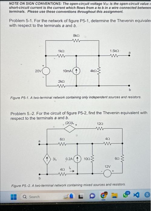 Solved NOTE ON SIGN CONVENTIONS: The open-circuit voltage | Chegg.com