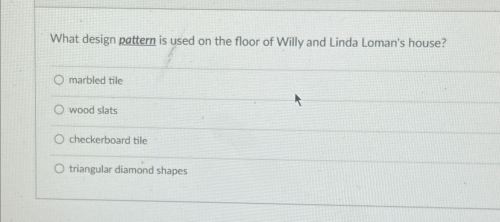 Solved What design pattern is used on the floor of Willy and | Chegg.com