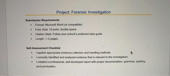 Project: Forensic Investigation Part 1: Preparing for | Chegg.com