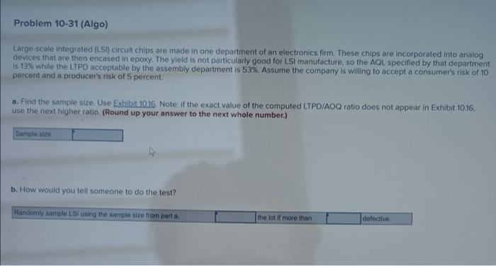 Solved Problem 10-31 (Algo) Large-scale integrated (LSI) | Chegg.com