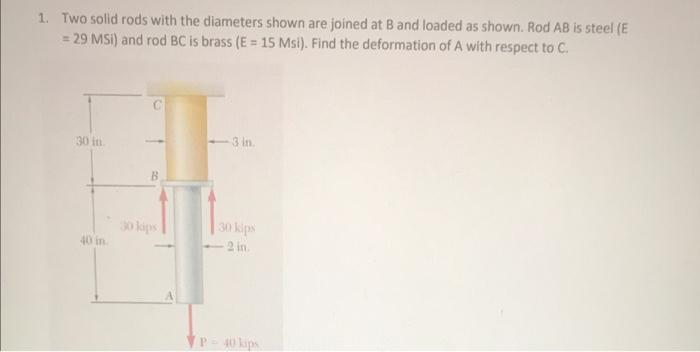 Solved 1. Two solid rods with the diameters shown are joined | Chegg.com