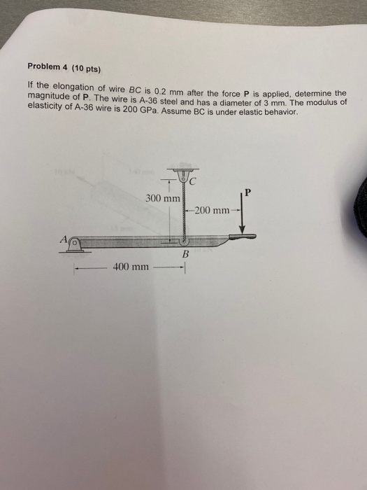 Solved Problem 4 (10 pts) If the elongation of wire BC is | Chegg.com