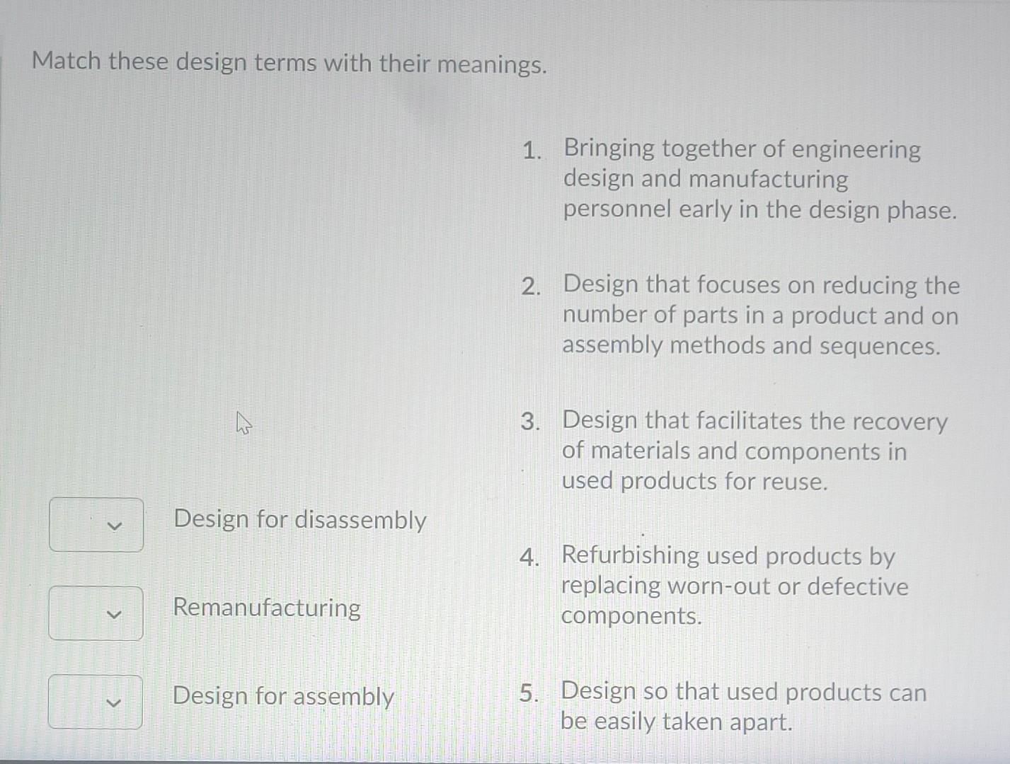 Match these design terms with their meanings. 1. | Chegg.com