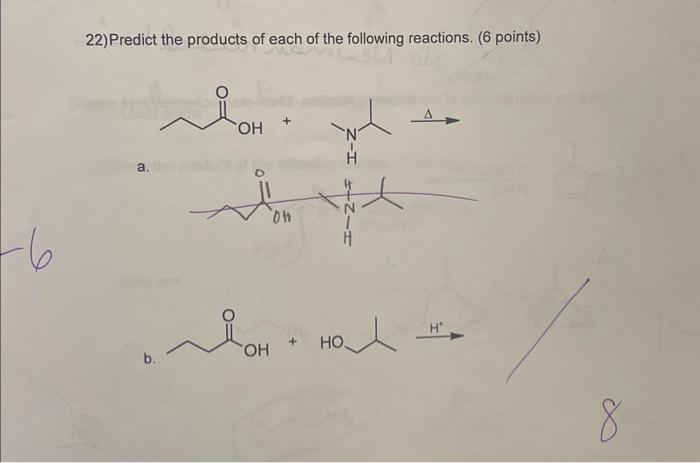 Solved 22)Predict the products of each of the following | Chegg.com
