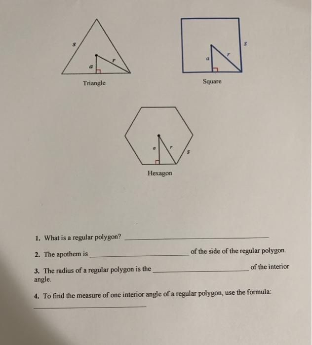 Solved a Triangle Square Hexagon 1. What is a regular | Chegg.com