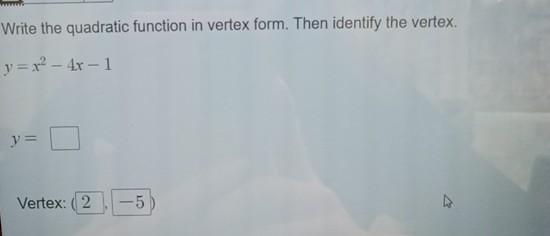 Solved Write the quadratic function in vertex form. Then | Chegg.com
