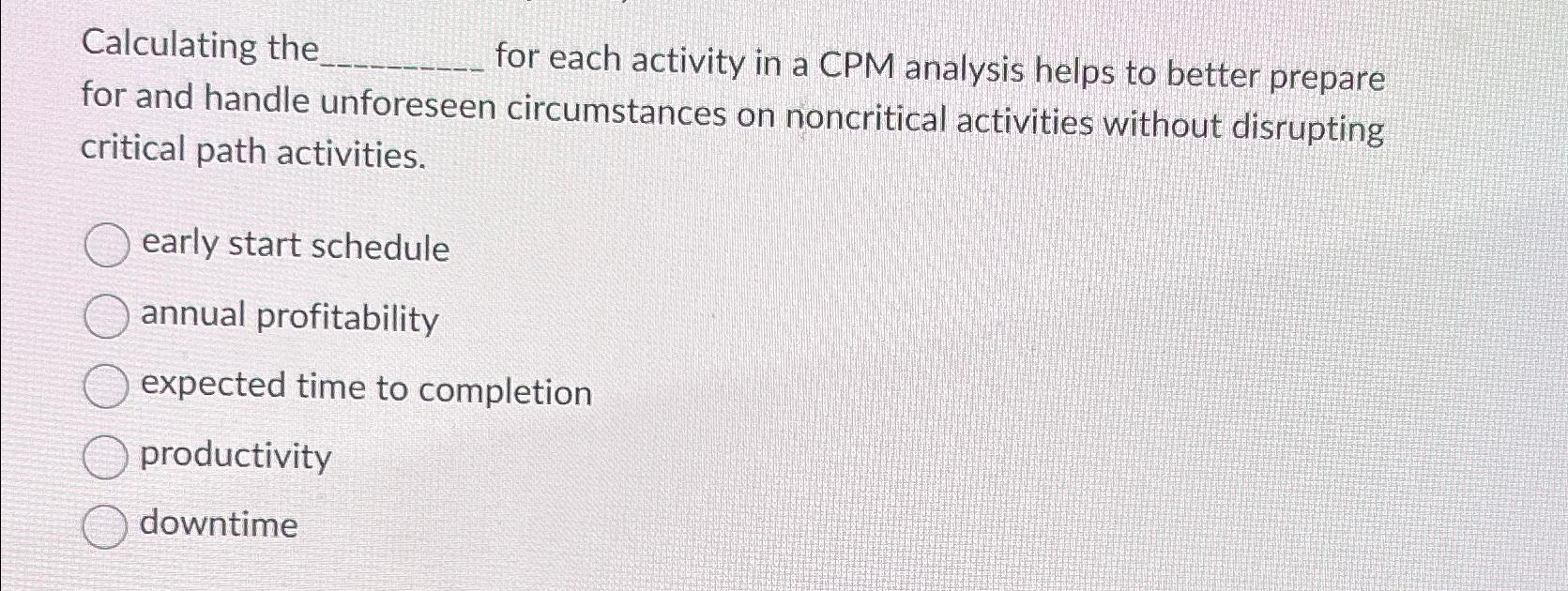 Solved Calculating the for each activity in a CPM analysis | Chegg.com