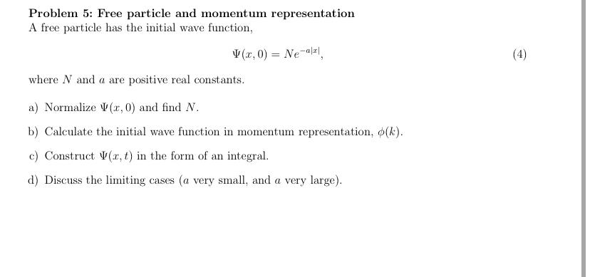 Solved Problem 5: Free particle and momentum representationA | Chegg.com