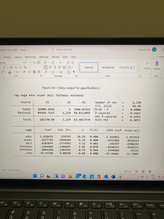 Solved use the stata outputs represented in the image | Chegg.com