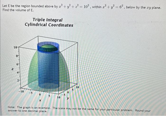 Solved Let E be the region bounded above by x2+y2+z2=102, | Chegg.com