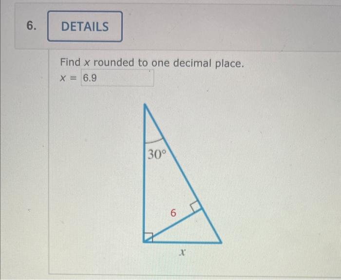 Solved Find x rounded to one decimal place. | Chegg.com