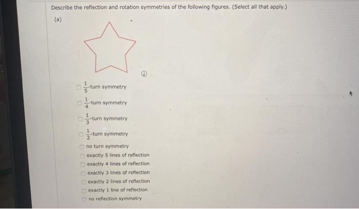 Solved Describe The Reflection And Rotation Symmetries Of