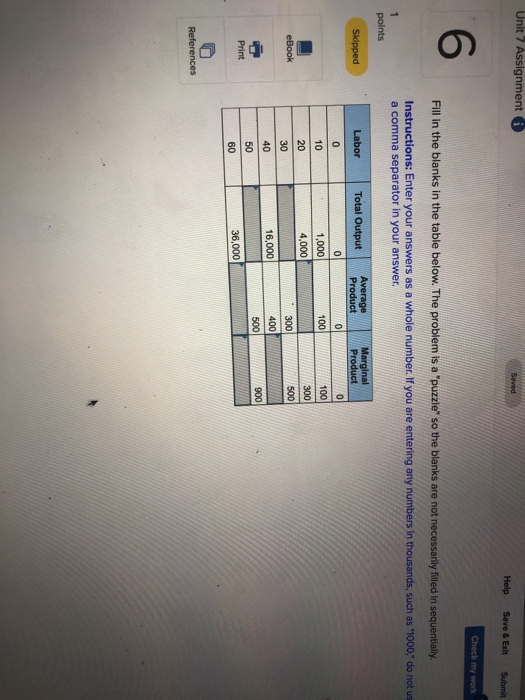 Solved Unit 7 Assignment Suved Help Save And Exit Submit Check