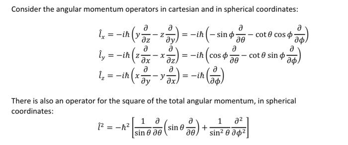Solved Consider the angular momentum operators in cartesian | Chegg.com