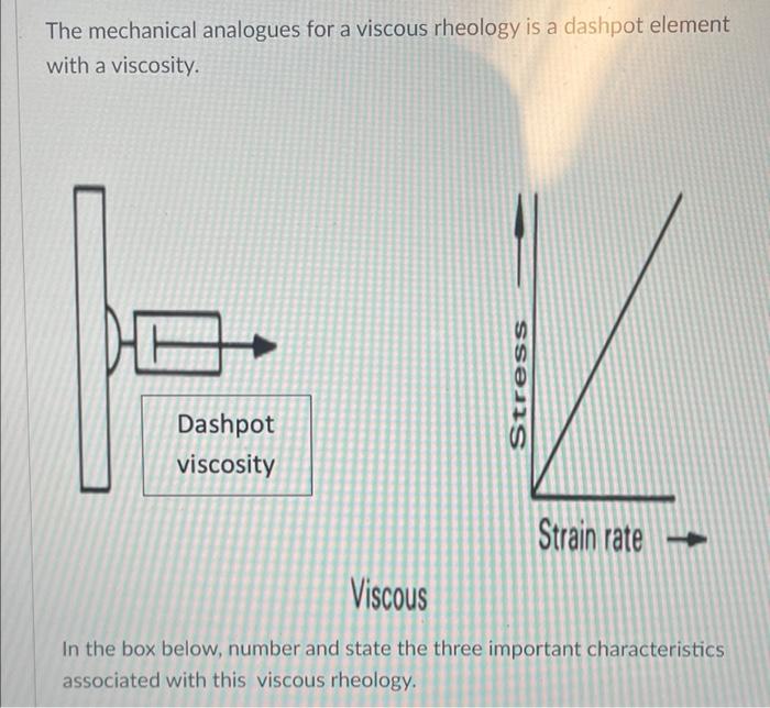 Solved The mechanical analogues for a viscous rheology is a | Chegg.com