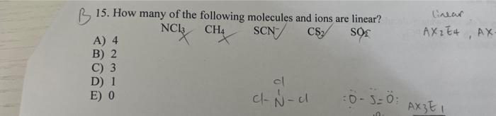 Solved B 15. How many of the following molecules and ions | Chegg.com