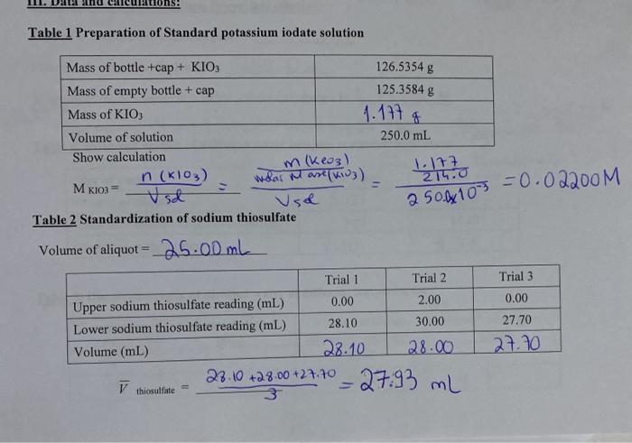 Solved 1. From your data, calculate the dissolved oxygen | Chegg.com